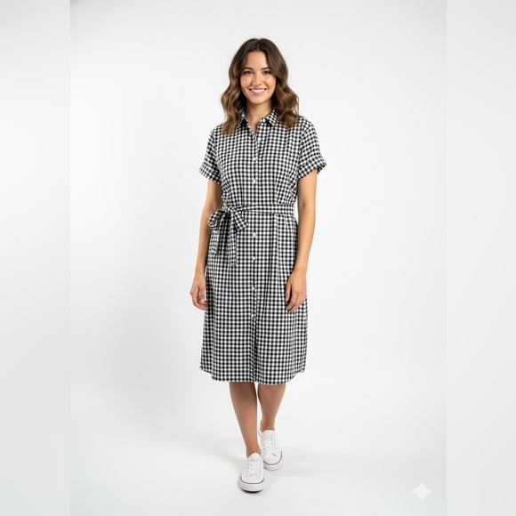 Talbots | Dresses | Talbots Black And White Checkered Midi Dress | Poshmark